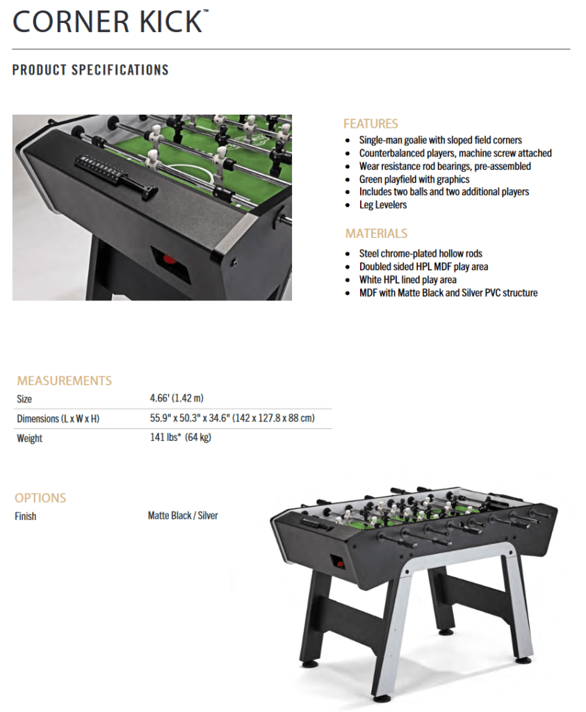 Brunswick Corner Kick Foosball Table | BumperNets